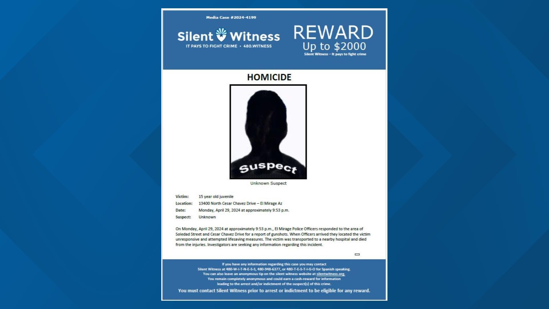 El Mirage PD asking for help solving deadly shooting of teen | 12news.com