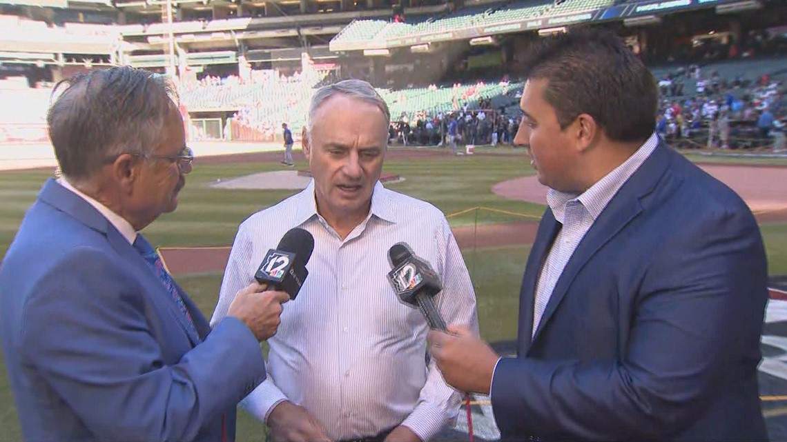 MLB Commissioner Rob Manfred speaks at World Series Game 4 | 12news.com
