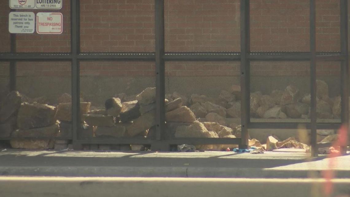 City of Tucson places rocks around bus stops to deter loitering ...