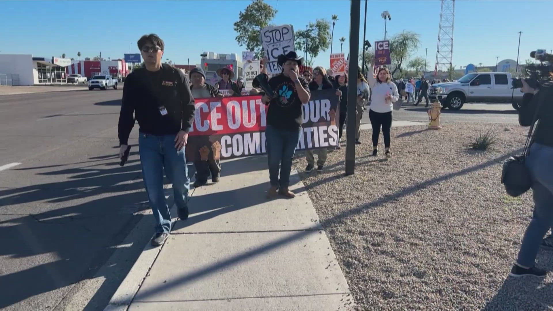 Immigration activists gather outside Phoenix Home Depot following ICE ...