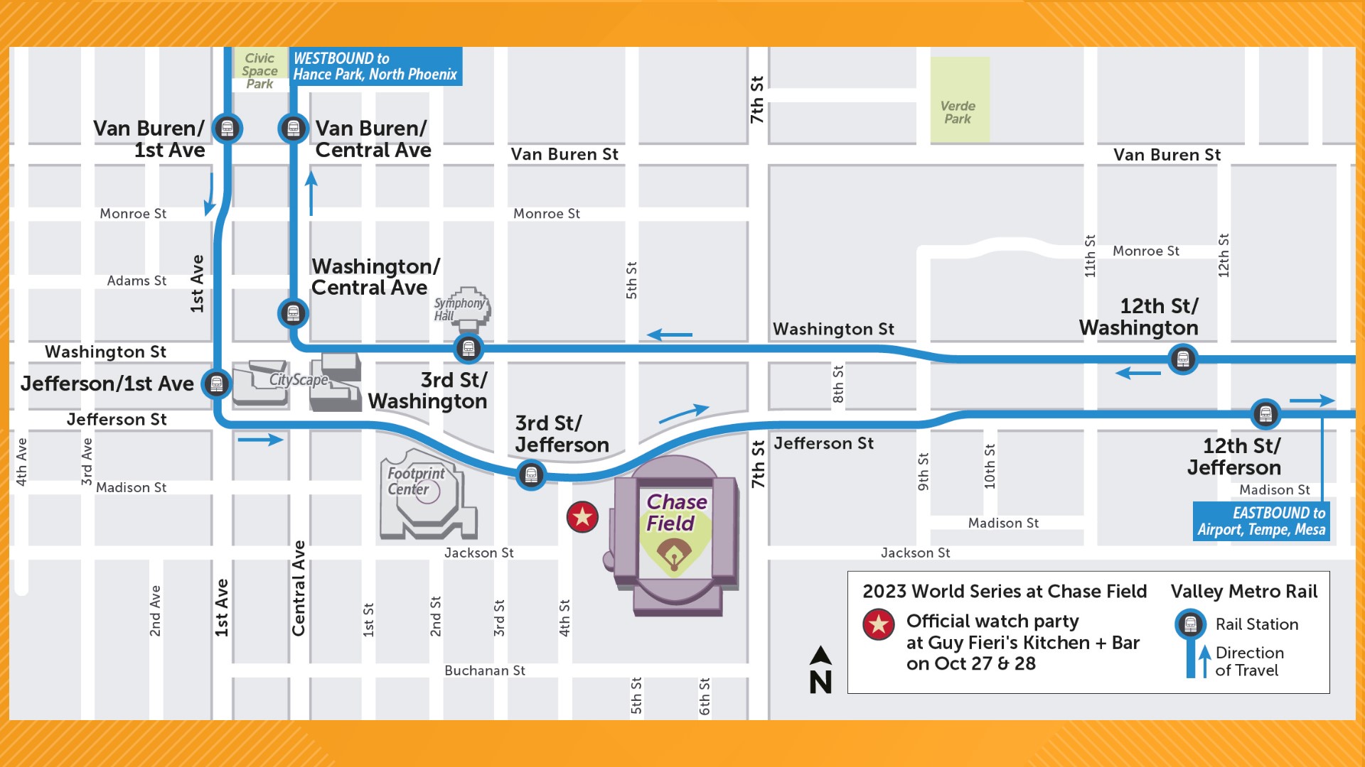 Chase Field parking, light rail map Game 4 World Series Phoenix ...