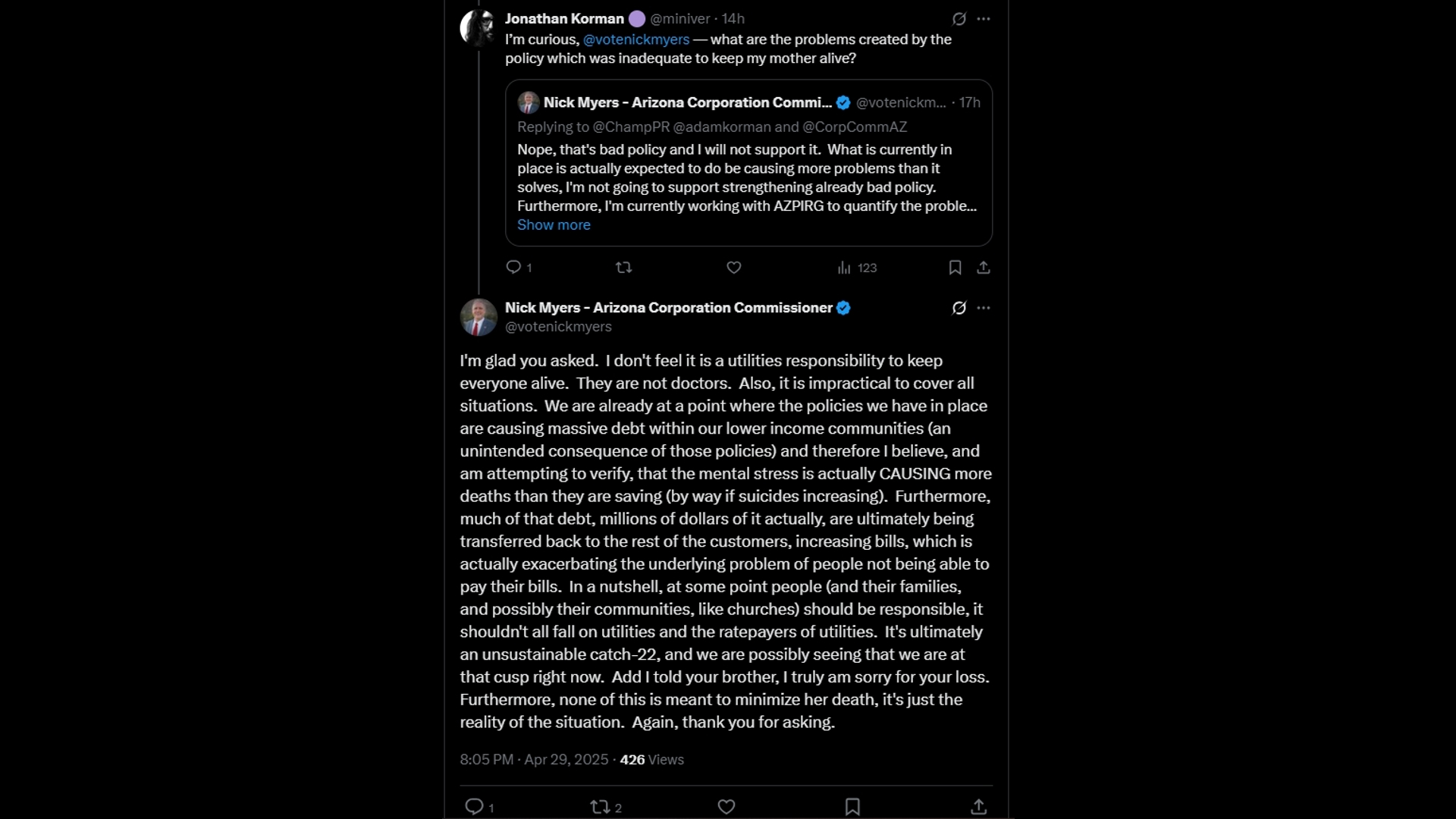 AZ official clashes with family of woman who died after power was shut ...