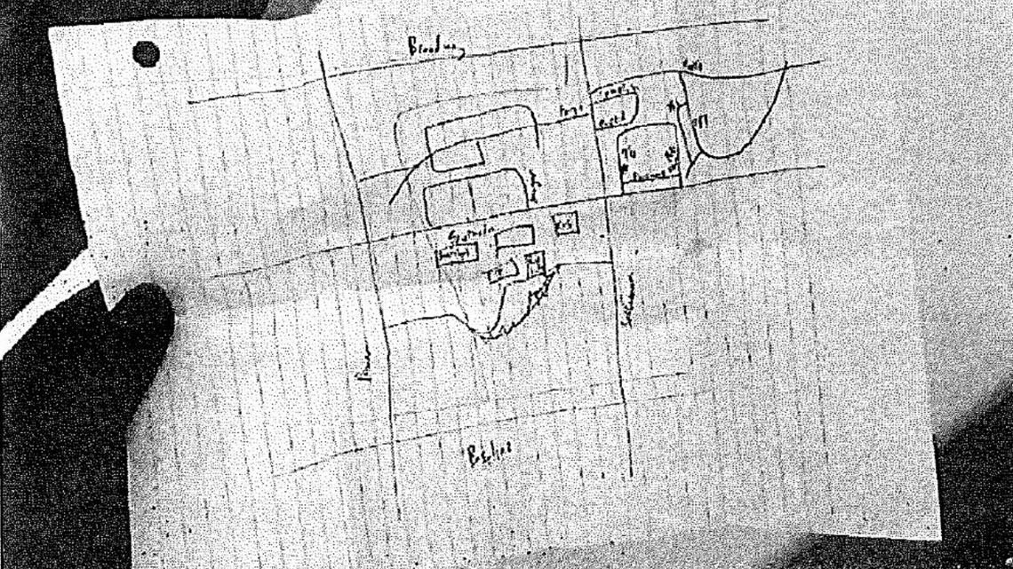 Mapa hecho a mano presuntamente encontrado en posesión de sospechoso de ...