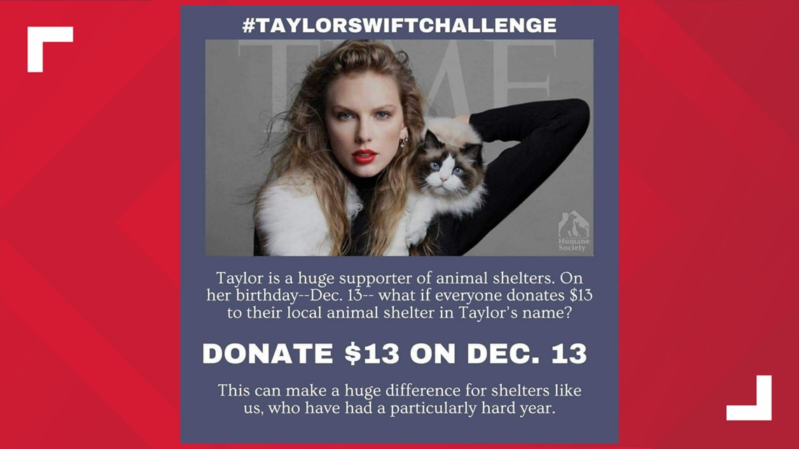 Taylor Swift challenge to benefit animal shelters | 12news.com