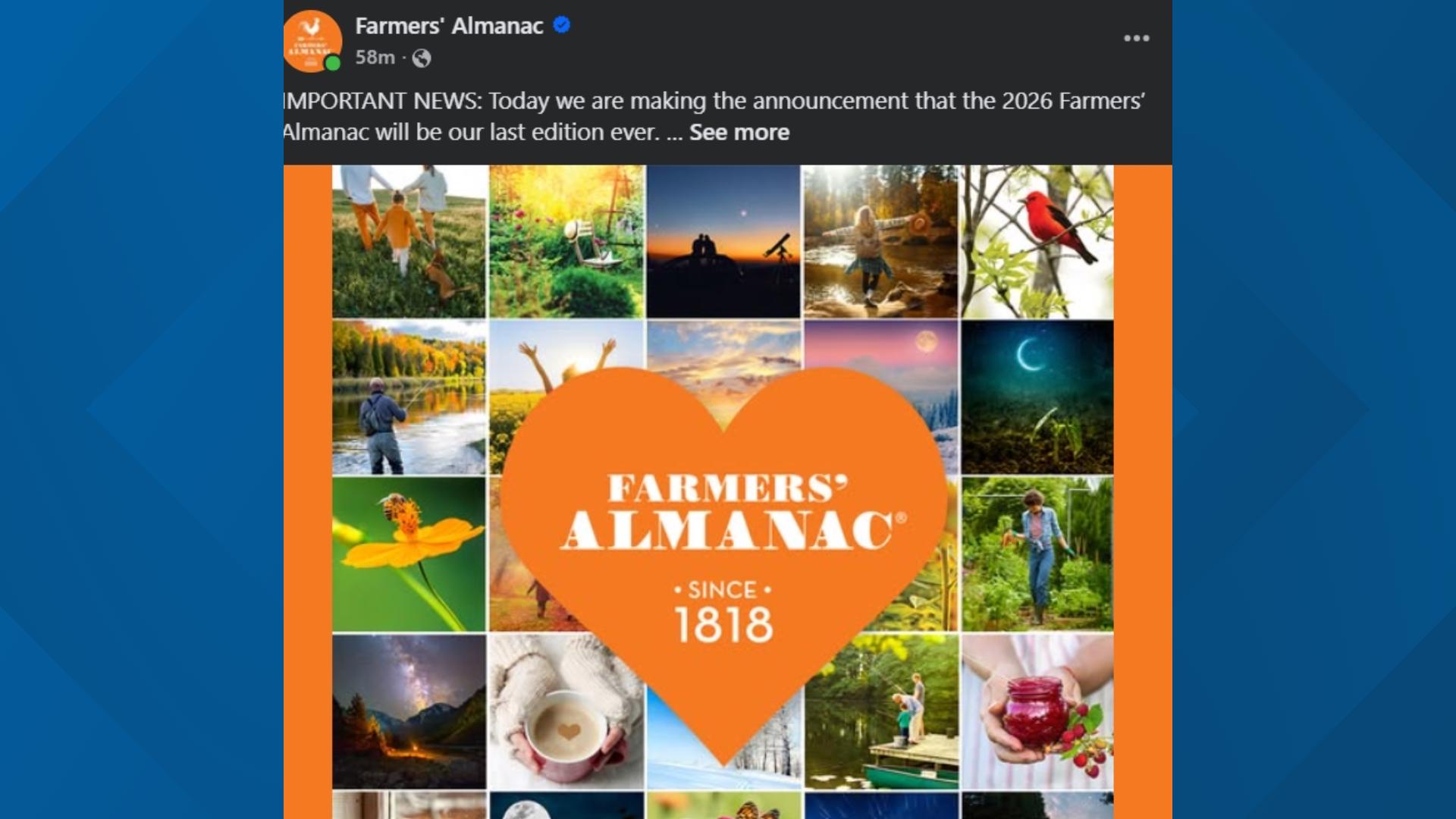 Farmers’ Almanac to shut down after more than 200 years in operation ...