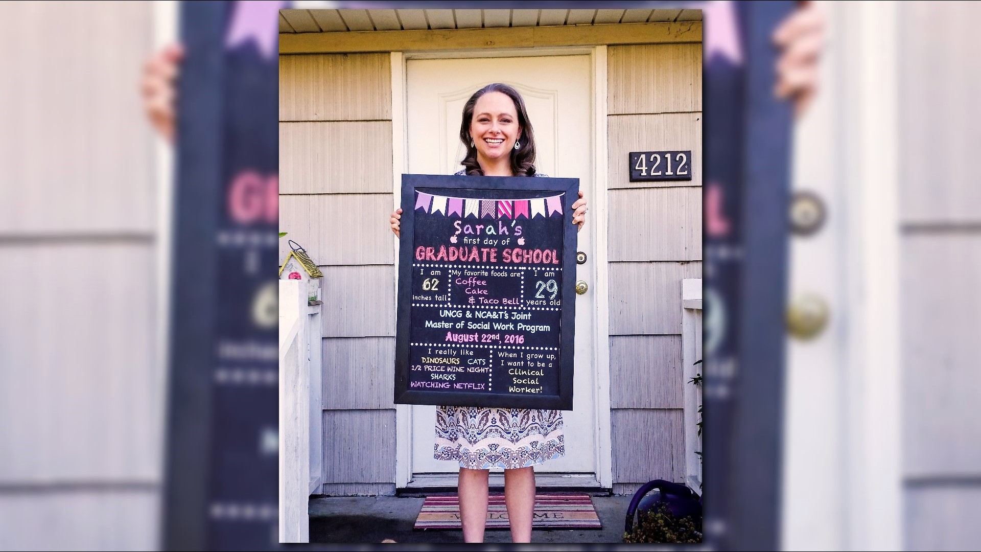 Woman's first and last day of grad school photos are awesome | 12news.com