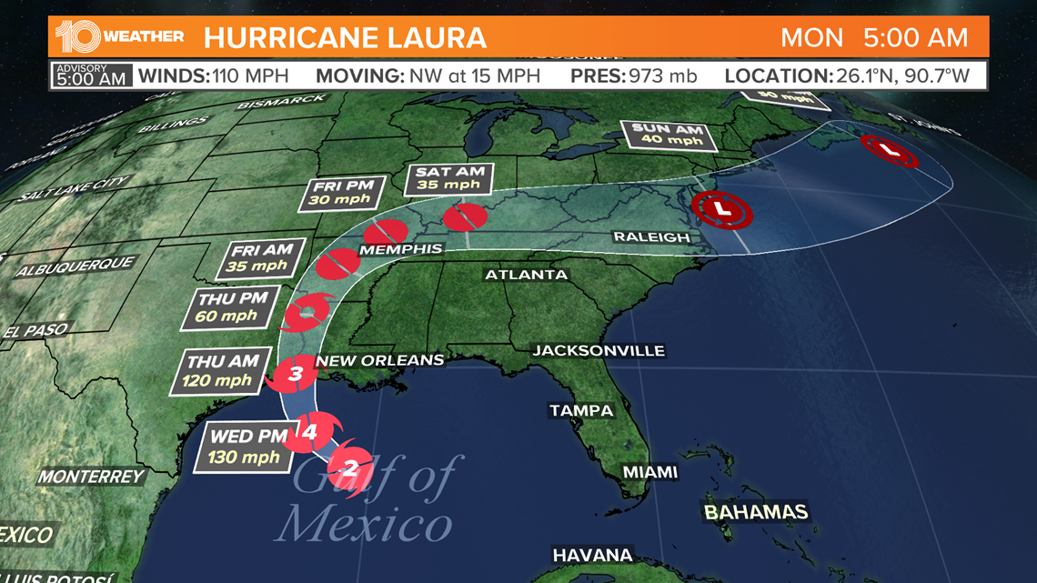 Tracking Hurricane Laura: Latest forecast for Texas, Louisiana | 12news.com